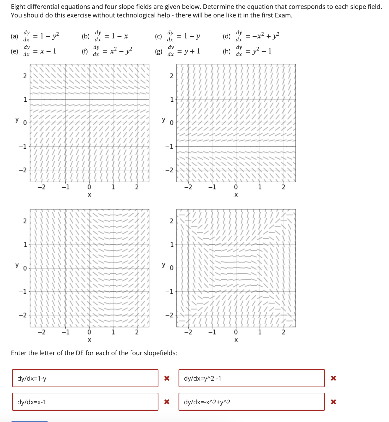 Solved Eight differential equations and four slope fields | Chegg.com