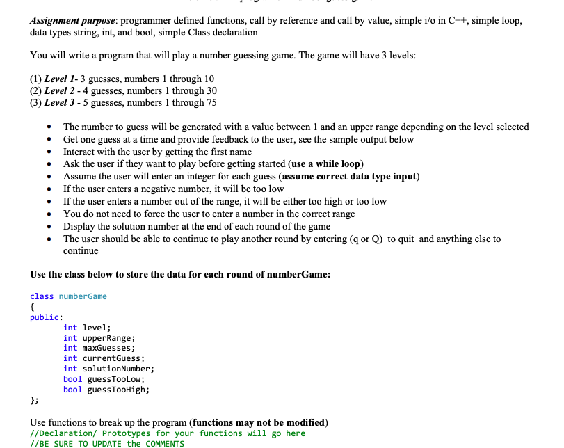 Assignment purpose: programmer defined functions, | Chegg.com