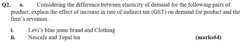 Solved Q2. a. Considering the difference between elasticity | Chegg.com