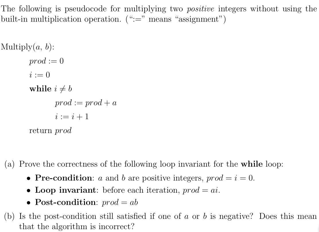 Solved The Following Is Pseudocode For Multiplying Two