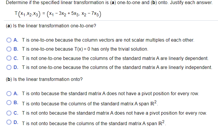 Solved Determine if the specified linear transformation is | Chegg.com