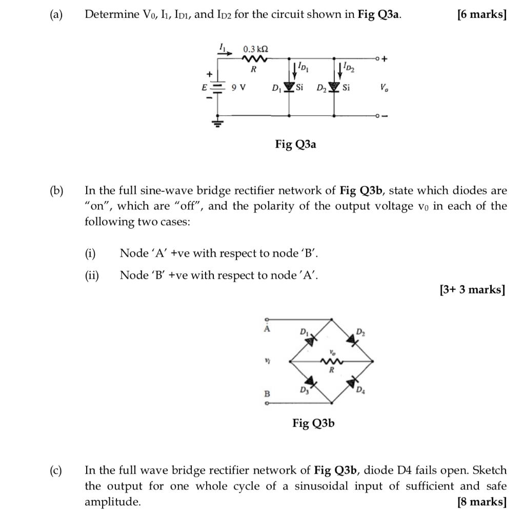 Solved (a) Determine Vo, 11, Ipi, and Id2 for the circuit | Chegg.com