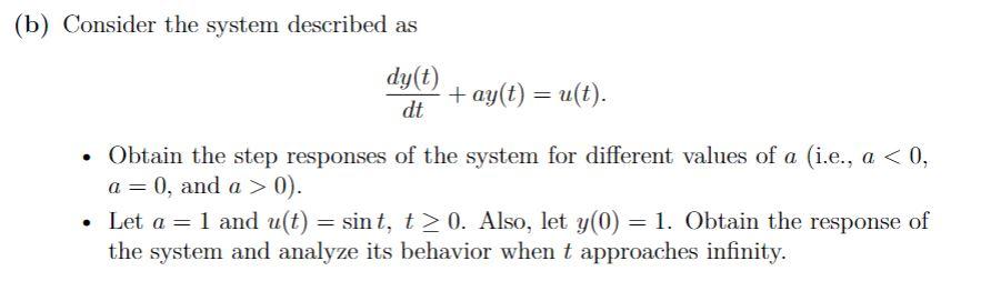 Solved 5. Time-Domain Analysis of First-Order Systems (a) | Chegg.com