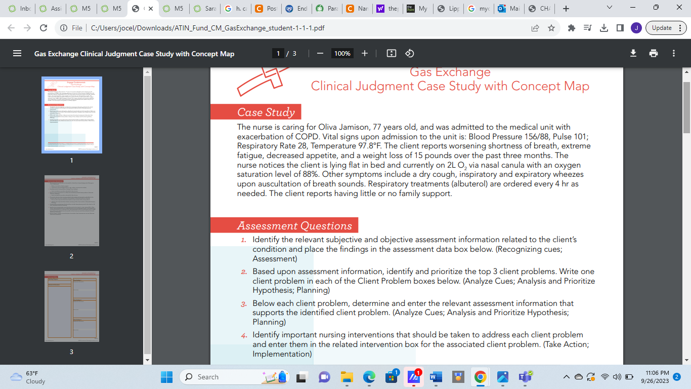 Solved Assessment InformationThe nurse is caring for Oliva | Chegg.com