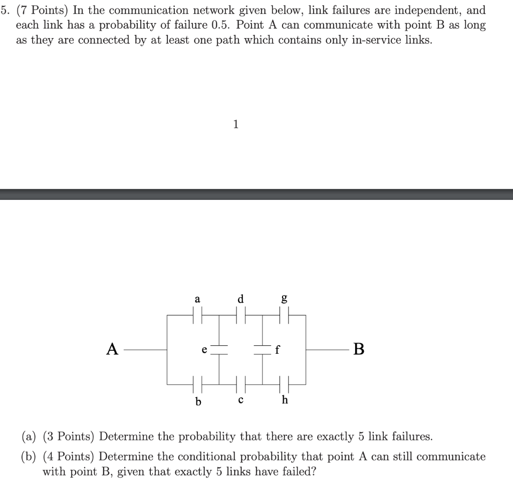 Solved 5. (7 Points) In the communication network given | Chegg.com