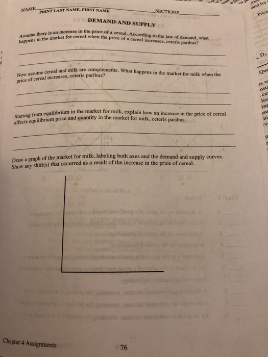 Solved NAME PRINT LAST NAME, FIRST NAME SECTION MARKET | Chegg.com
