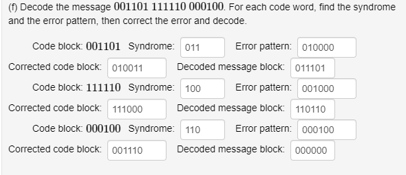 Solved (1 point) Consider the linear code with generator | Chegg.com