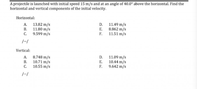 Solved 23. A projectile is launched with initial speed 15 | Chegg.com