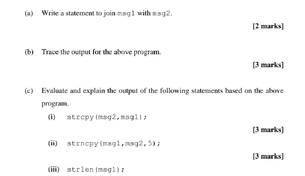 Solved Question 2 Based On The Following C Program In Figure 5709
