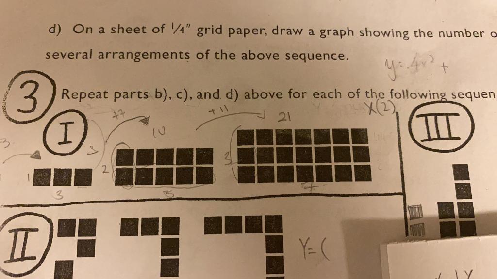 d) On a sheet of 1/4" grid paper, draw a graph | Chegg.com
