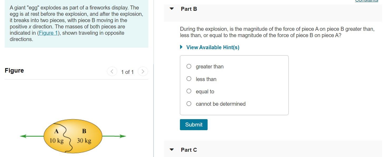 Solved Constants A giant "egg" explodes as part of a | Chegg.com