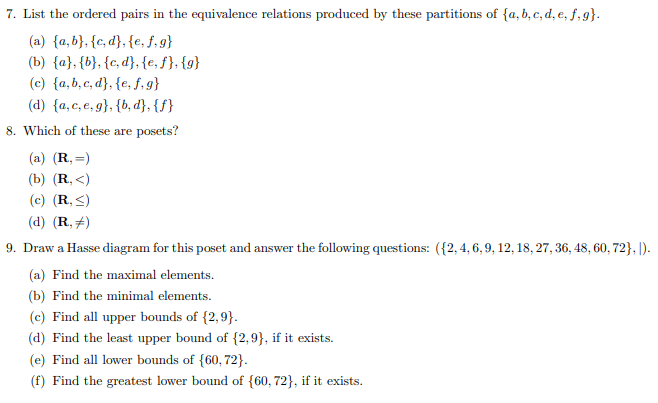 Solved 7. List the ordered pairs in the equivalence | Chegg.com