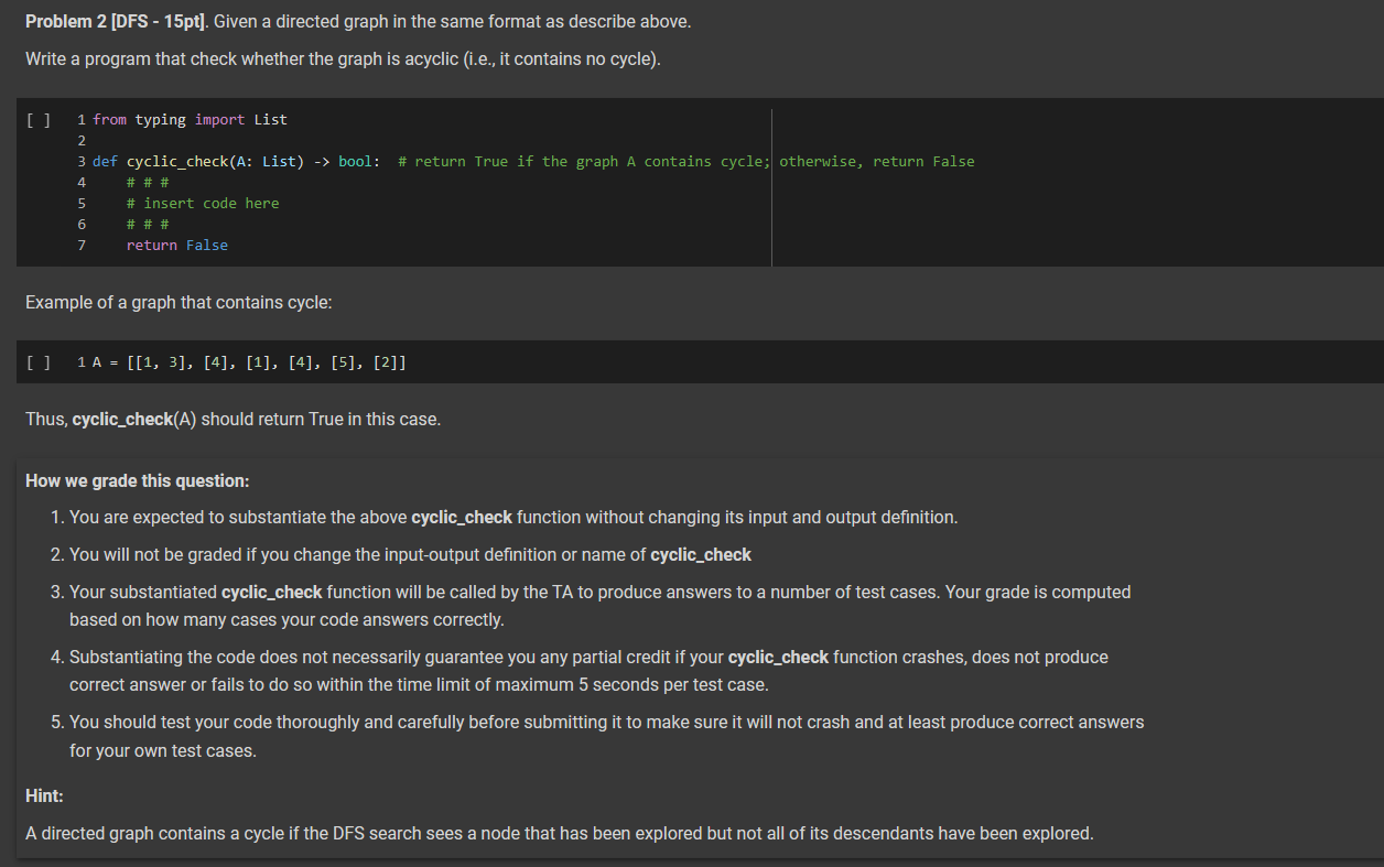 Solved Problem 2 [DFS - 15pt]. Given a directed graph in the | Chegg.com