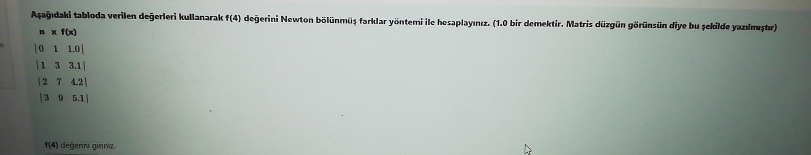 Solved Calculate f(4) using the newton divided difference | Chegg.com