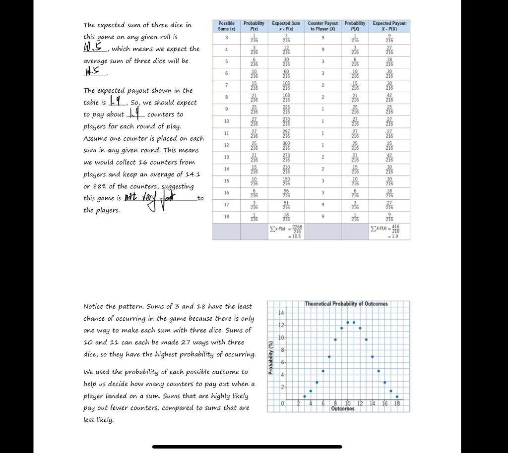 9.2 Analysing a Culminating Probability Project | Chegg.com