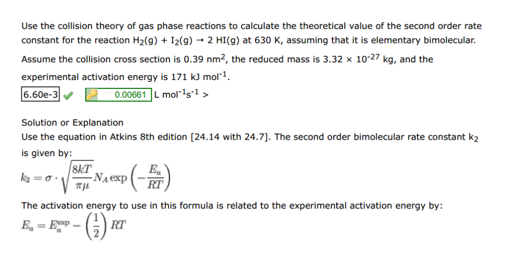 Solved Use the collision theory of gas phase reactions to | Chegg.com