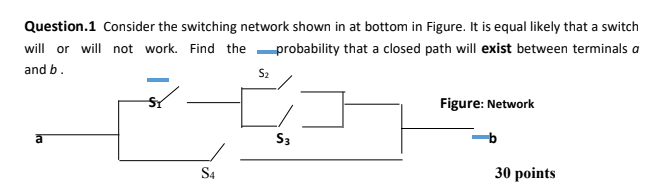 Solved Question.1 Consider the switching network shown in at | Chegg.com