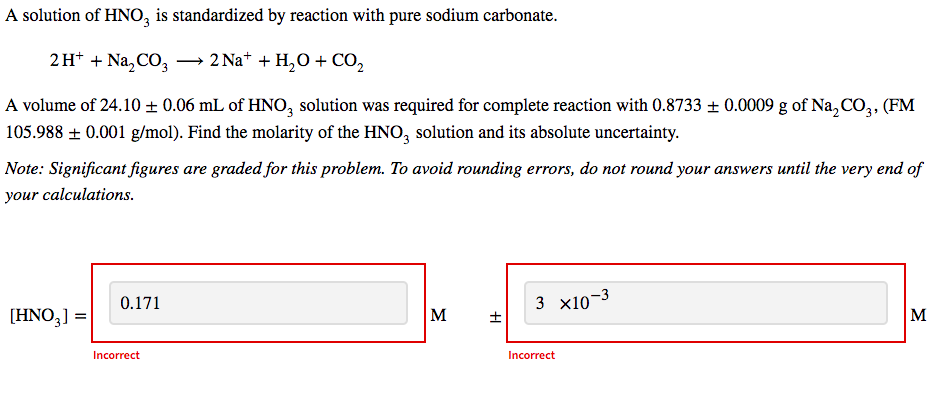 Solved A solution of HNO3 is standardized by reaction with | Chegg.com