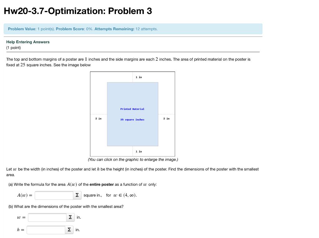 Solved Hw20-3.7-Optimization: Problem 3 Problem Value: 1 | Chegg.com