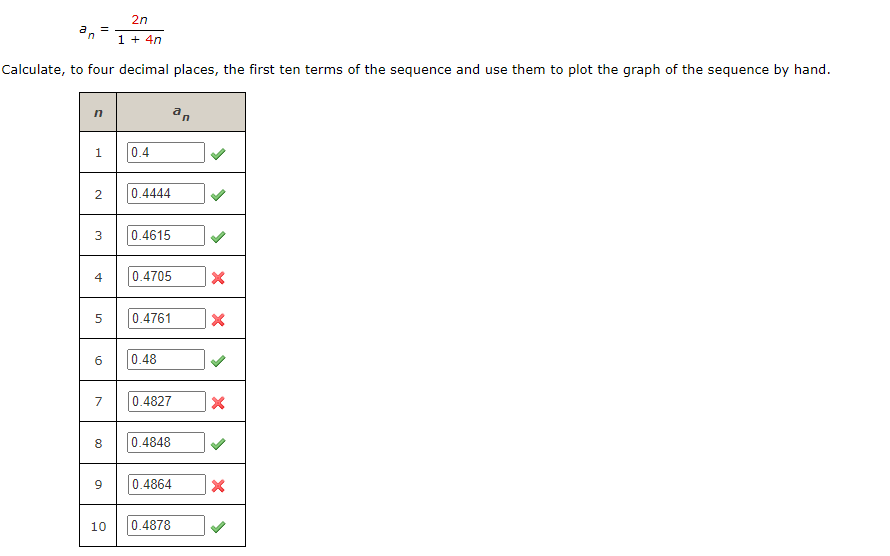 Solved a 2n 1 + 4n Calculate, to four decimal places, the | Chegg.com
