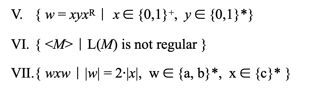 Solved • For each of the following languages (I, II, ...): | Chegg.com