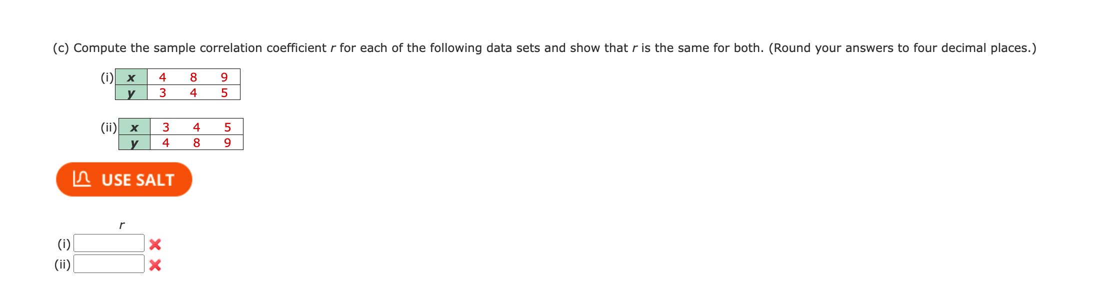 Solved (c) Compute the sample correlation coefficient r for | Chegg.com