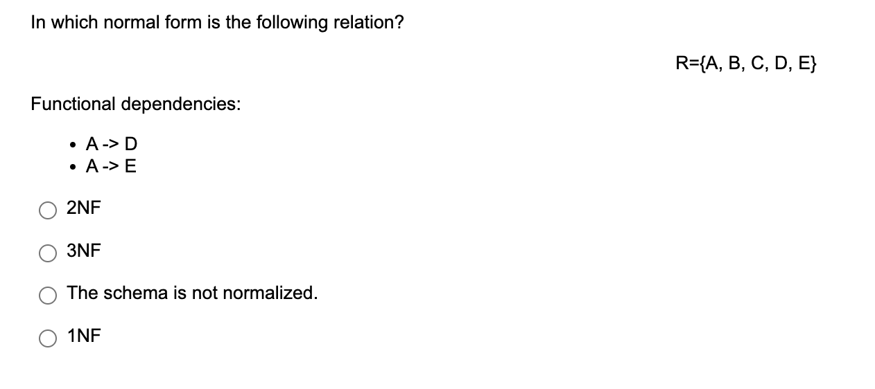 Solved In which normal form is the following relation? | Chegg.com