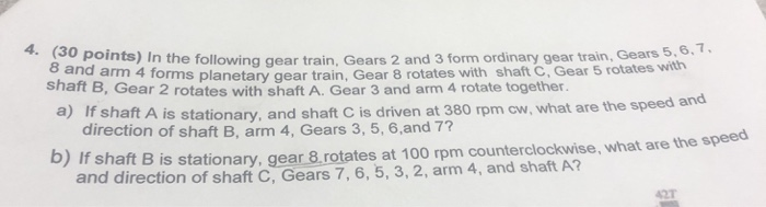 4. (30 points) In the following gear train, Gears 2 | Chegg.com