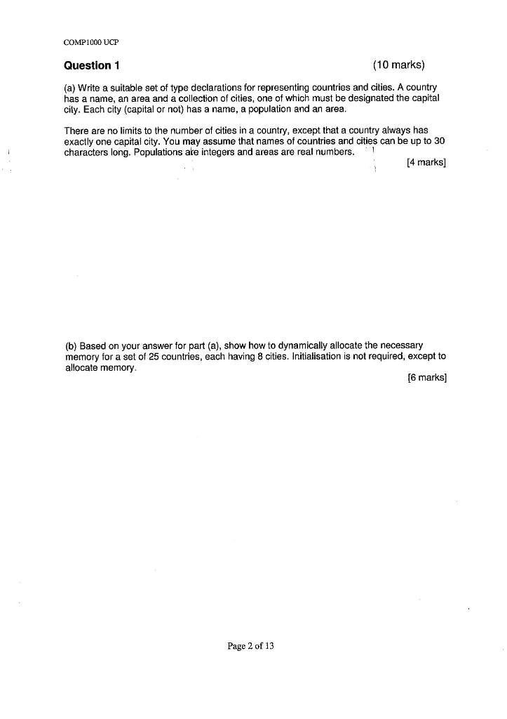 Solved COMP1000 UCP Question1 (10 marks) (a) Write a | Chegg.com