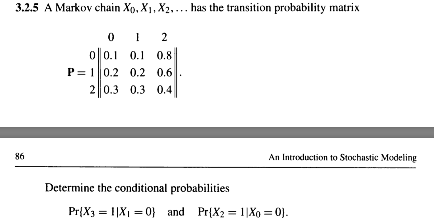 Solved 3.2.5 A Markov chain Xo, X1, X2, ... has the | Chegg.com