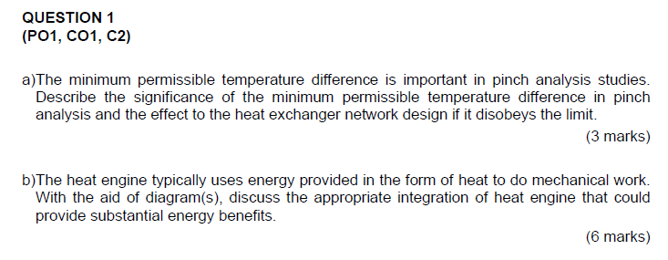 Solved a)The minimum permissible temperature difference is | Chegg.com