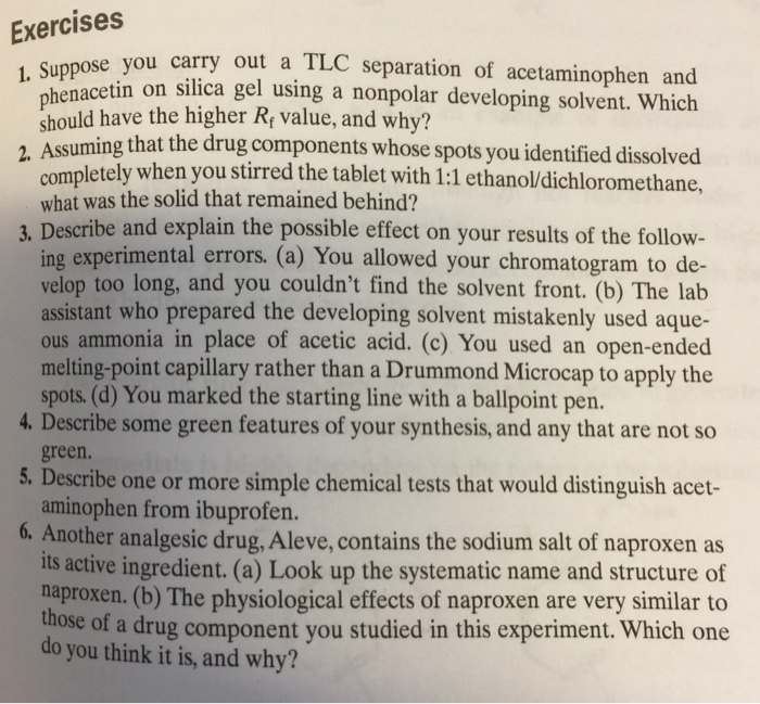 Solved Exercises you carry out a TLC separation of | Chegg.com