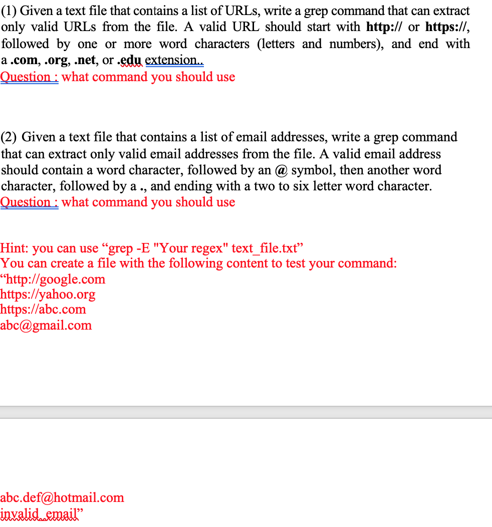 Solved (1) Given a text file that contains a list of URLs, | Chegg.com