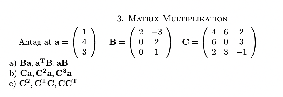 Solved 3. MATRIX MULTIPLIKATION Antag at | Chegg.com