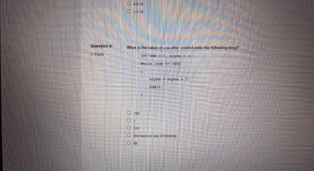 Solved O 4410 O 3310 Question 9: What is the value of num | Chegg.com