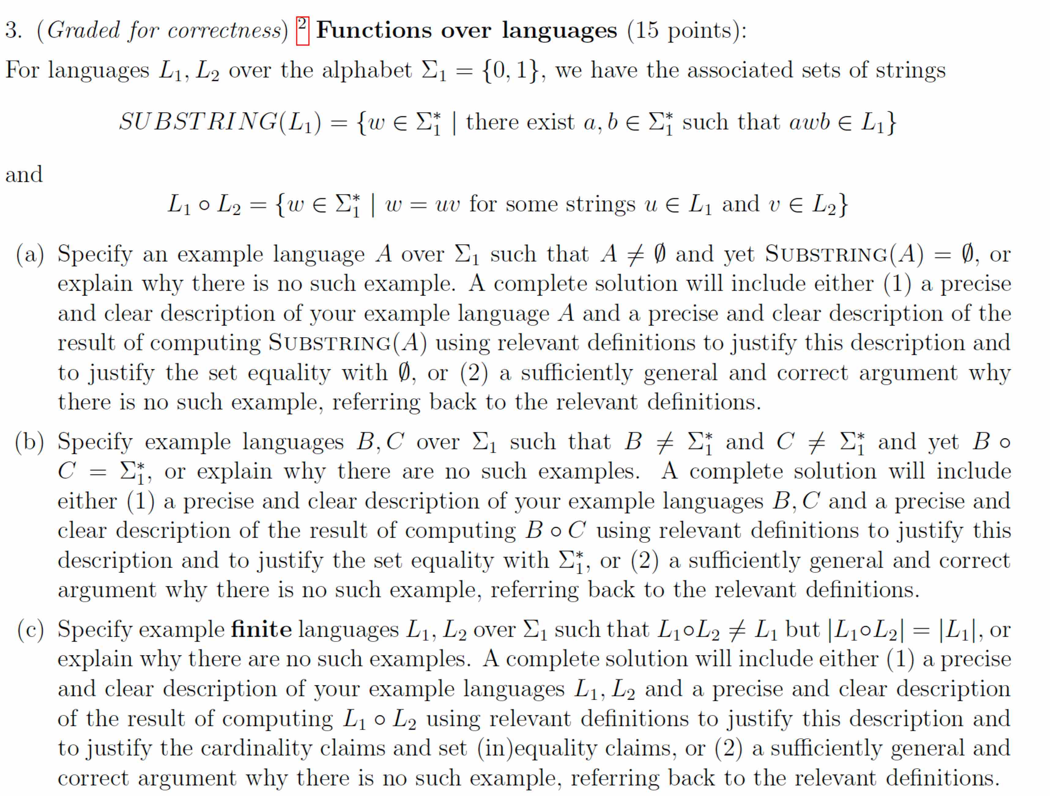 Solved (Graded for correctness) |2 ﻿Functions over languages | Chegg.com