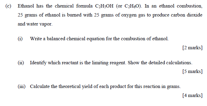 Solved Ethanol has the chemical formula C2H5OH (or C2H60). | Chegg.com