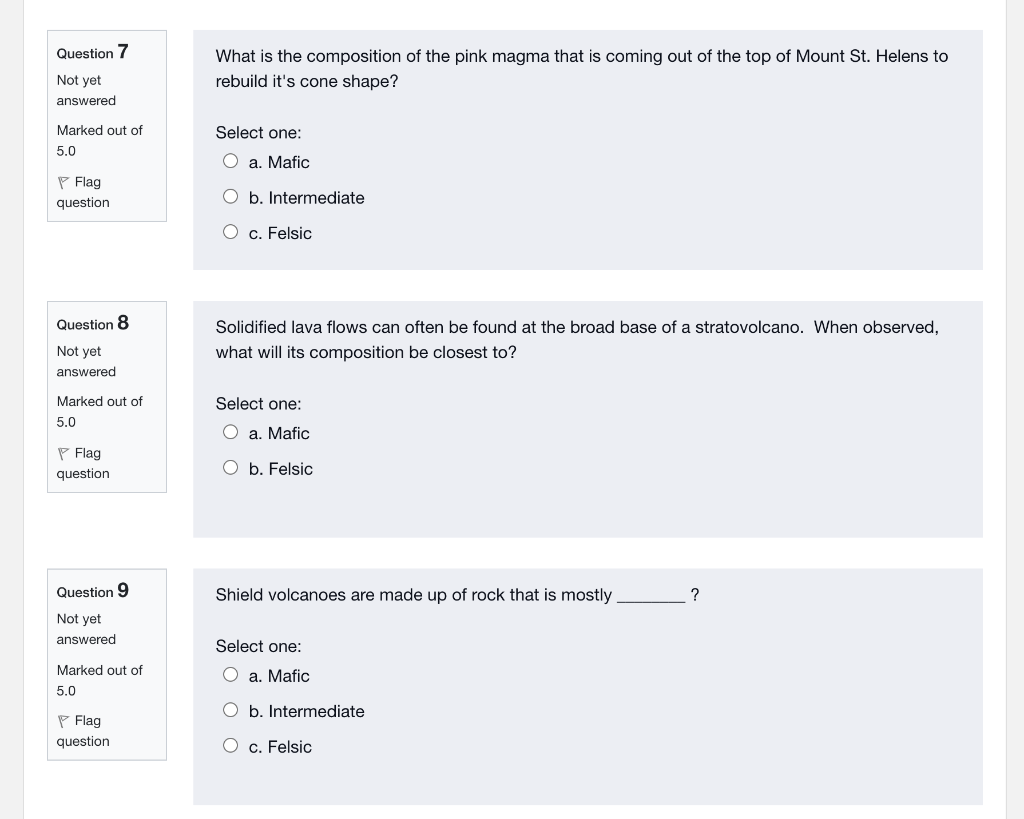Solved Question 7 What is the composition of the pink magma | Chegg.com