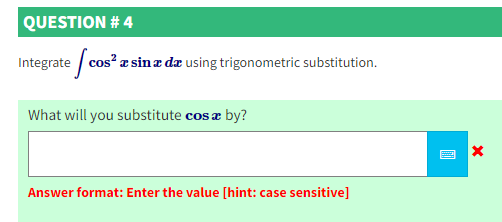 [Solved]: ntegrate ( int cos ^{2} x sin boldsymbol{x}