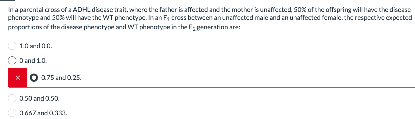 Solved In a parental cross of a ADHL disease trait, where | Chegg.com