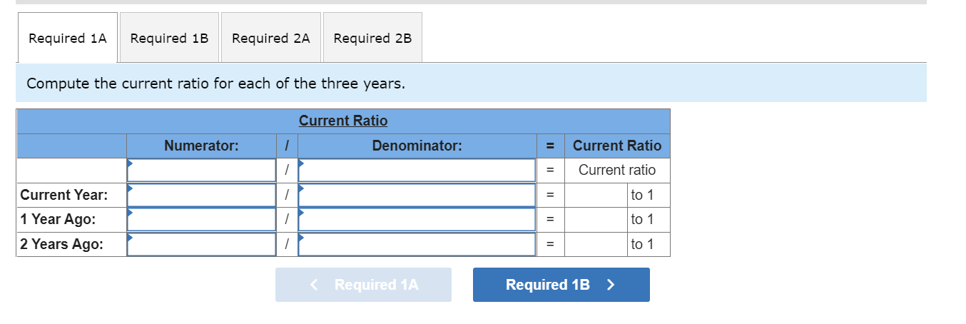 Solved (1-a) Compute the current ratio for each of the three | Chegg.com