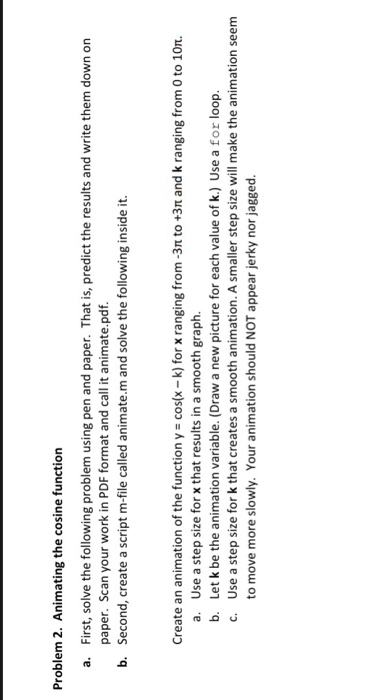 Solved Problem 2. Animating the cosine function First, solve | Chegg.com