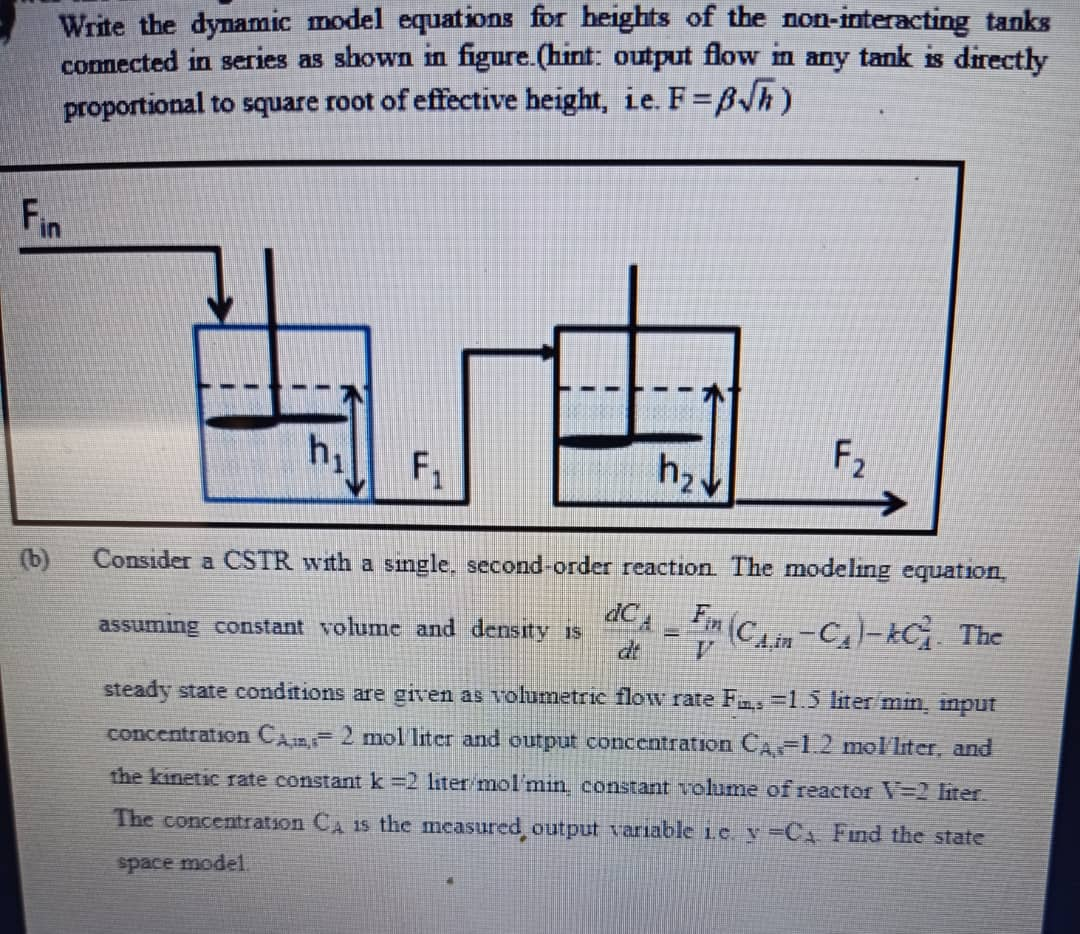 Solved Write the dynamic model equations for heights of the | Chegg.com