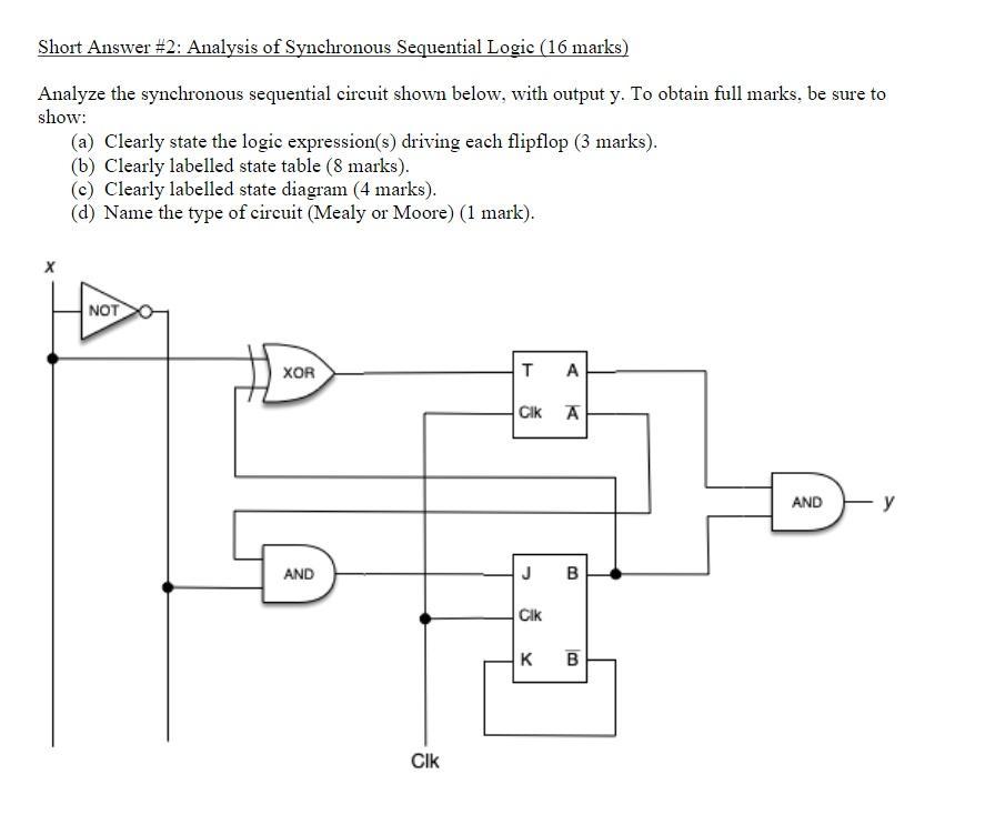 Solved Short Answer #2: Analysis of Synchronous Sequential | Chegg.com
