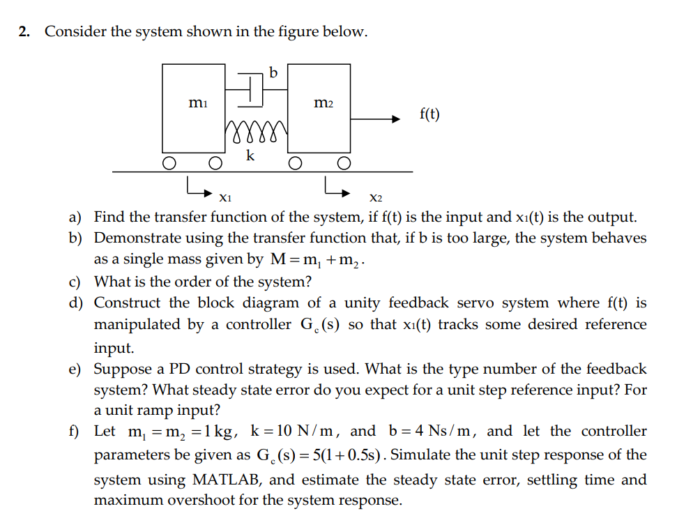 Solved 2 Consider The System Shown In The Figure Below A 