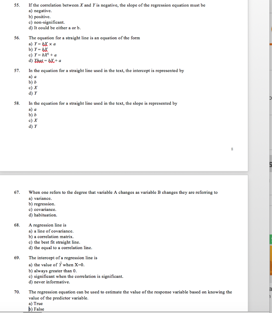 Solved 55. If the correlation between X and Y is negative, | Chegg.com