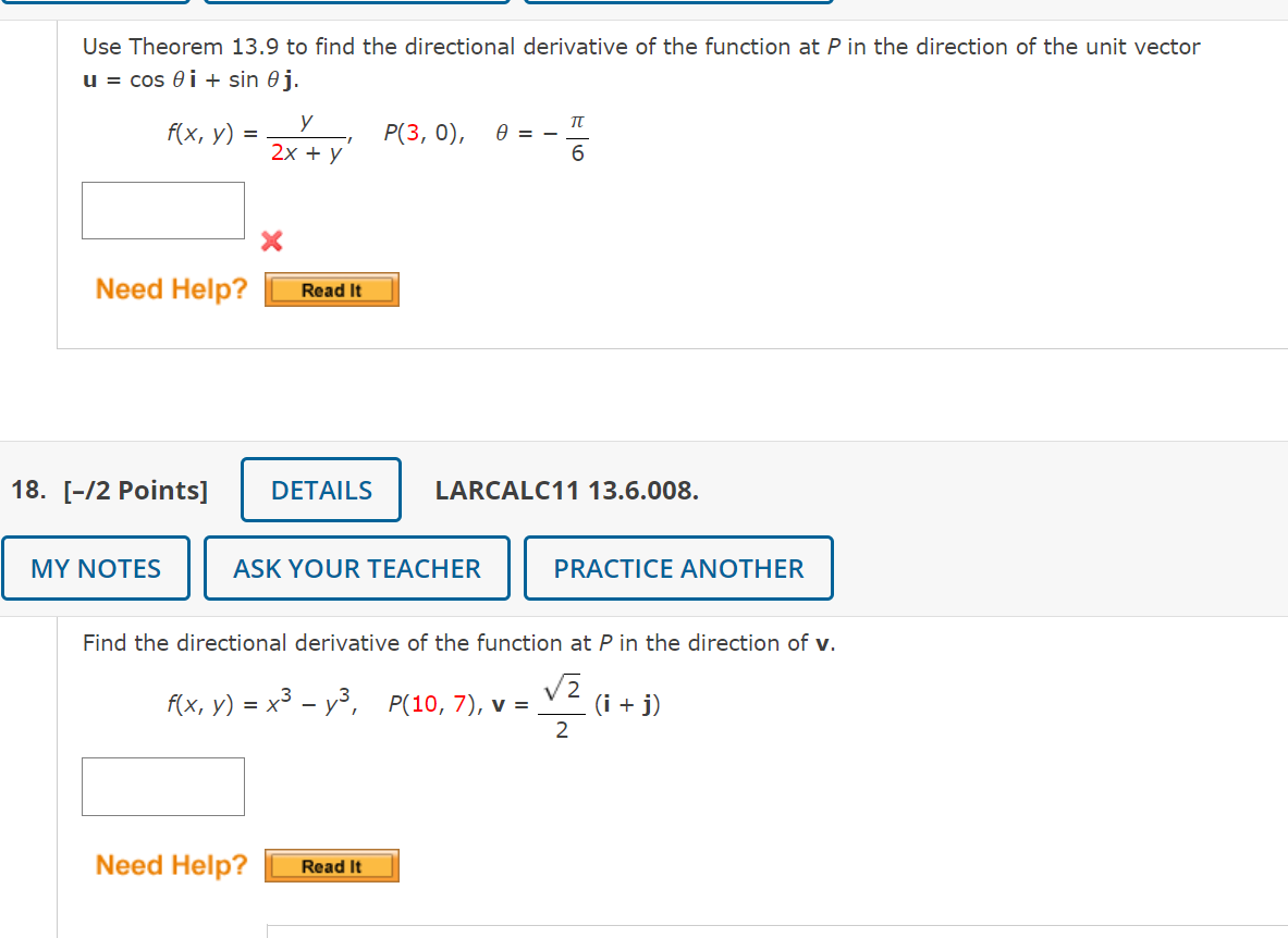 Solved Use Theorem 13.9 to find the directional derivative | Chegg.com