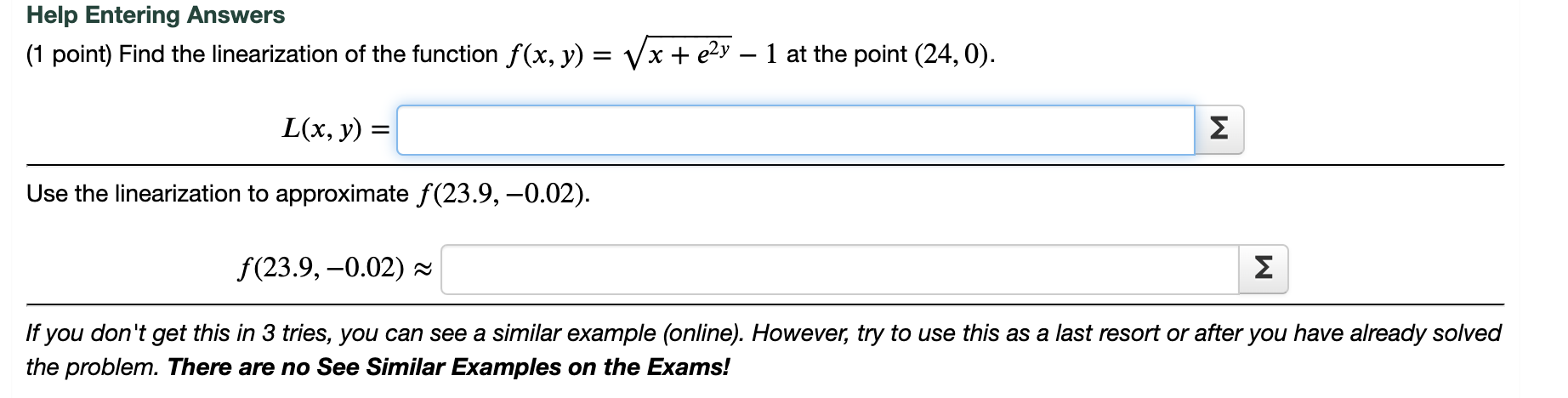 Solved Help Entering Answers (1 point) Find the | Chegg.com
