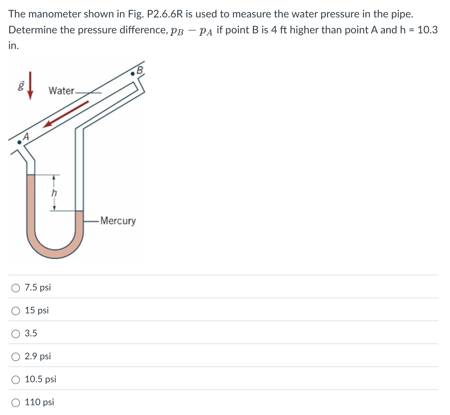 Solved The manometer shown in Fig. P2.6.6R is used to | Chegg.com