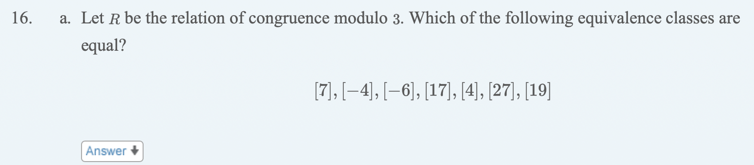 Solved 6 A Let R Be The Relation Of Congruence Modulo 3